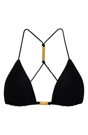 VIX PAULA HERMANNY Stacy T-back Beaded Triangle Bikini Top