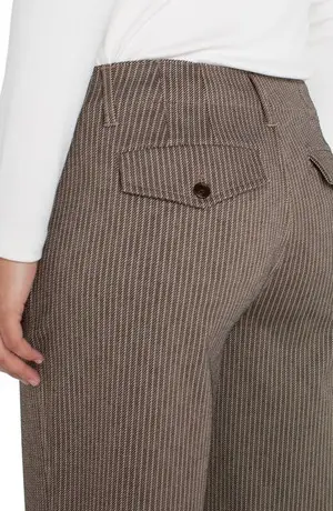 LIVERPOOL Stripe Crop Wide Leg Trousers - Camel/sand Stripe