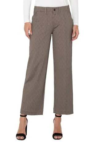 LIVERPOOL Stripe Crop Wide Leg Trousers - Camel/sand Stripe