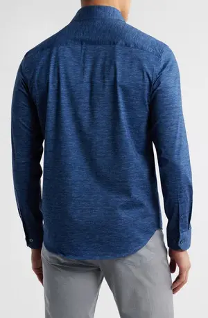 Bugatchi James Ooohcotton® Space Dye Button-up Shirt - Navy