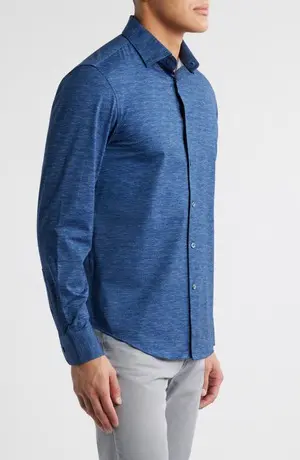 Bugatchi James Ooohcotton® Space Dye Button-up Shirt - Navy