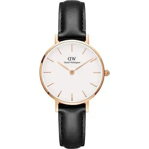 DANIEL WELLINGTON Classic Petite Leather Strap Watch - Black/white/rose Gold