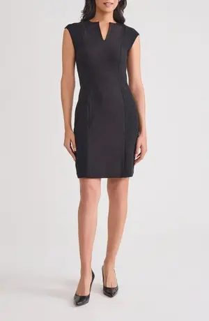 Misook Contrast Panel Ponte Sheath Dress