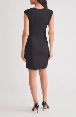 Misook Contrast Panel Ponte Sheath Dress