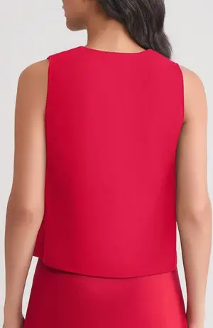 Misook Pima Cotton V-neck Tank - Scarlet Red