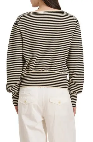 ALEX MILL Stripe Puff Sleeve Cardigan