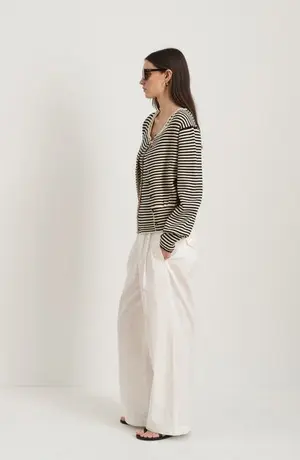 ALEX MILL Stripe Puff Sleeve Cardigan