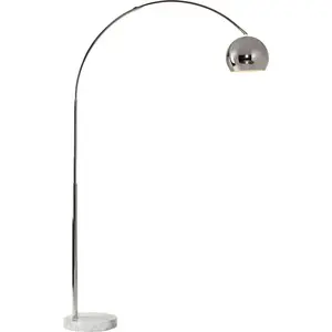 BRIGHTECH Olivia 75" Adjustable Led Floor Lamp With Metal Bowl Shade And Marble Base - Polished Chrome