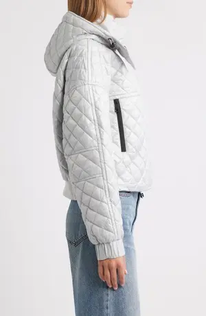 Bcbgmaxazria Quilted Hooded Crop Jacket - Mist