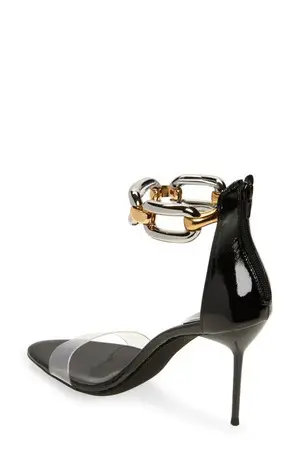 Jeffrey Campbell Chain-link Ankle Strap Sandals - Black Clear Multi