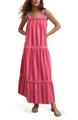 NEXT Striped Cotton Blend Maxi Dress
