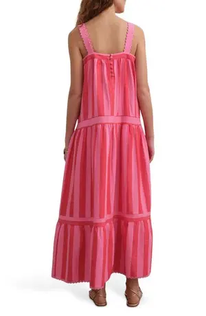 NEXT Striped Cotton Blend Maxi Dress