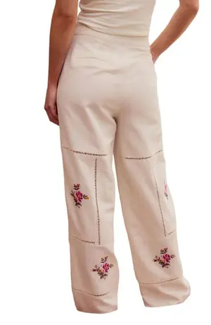 NEXT Floral Embroidered Wide Leg Trousers