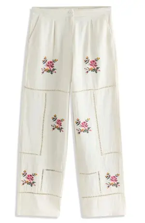 NEXT Floral Embroidered Wide Leg Trousers