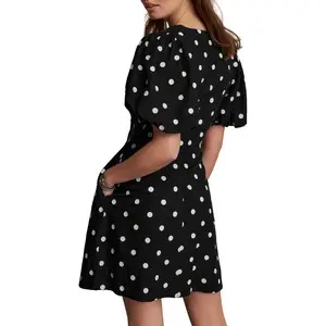 NEXT Puff Sleeve Polka Dot Dress