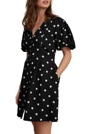 NEXT Puff Sleeve Polka Dot Dress