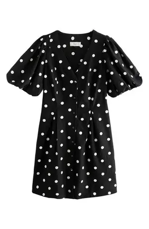 NEXT Puff Sleeve Polka Dot Dress