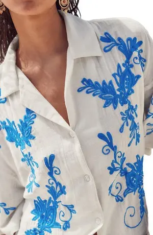 NEXT Embroidered Cotton Camp Shirt