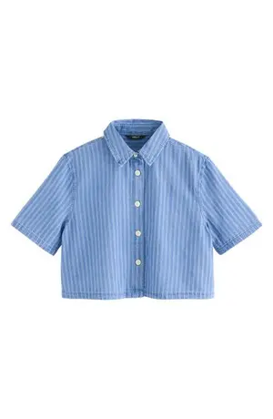 NEXT Striped Boxy Denim Button-up Shirt
