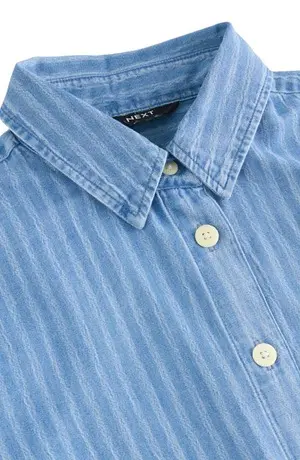 NEXT Striped Boxy Denim Button-up Shirt