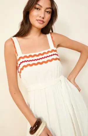 FRIENDS LIKE THESE Rickrack Trim Cotton Maxi Sundress