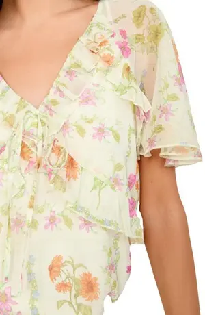 FRIENDS LIKE THESE Floral Ruffle Chiffon Top