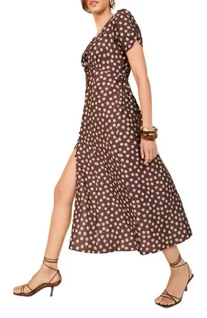 FRIENDS LIKE THESE Polka Dot Fit & Flare Midi Dress