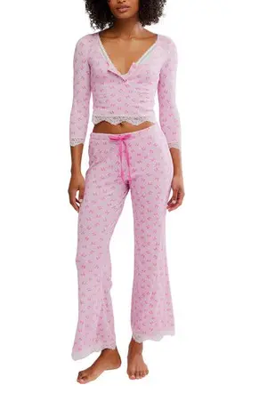 Free People Stolen Dance Pajamas - Candy Lilac Combo
