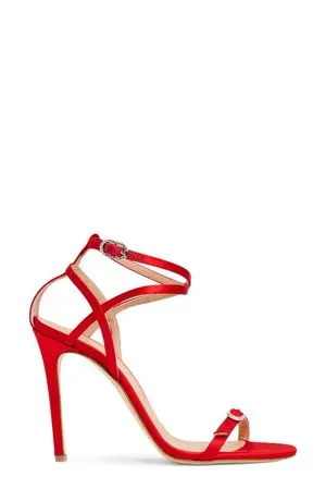 Bruno Magli Bruna Ankle Strap Sandal - Red Satin