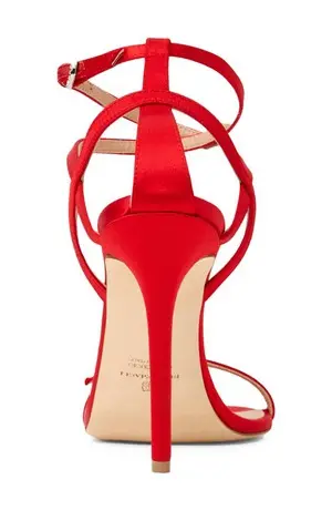 Bruno Magli Bruna Ankle Strap Sandal - Red Satin