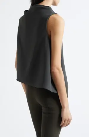Vince Asymmetric Drape Sleeveless Top - Dark Thyme
