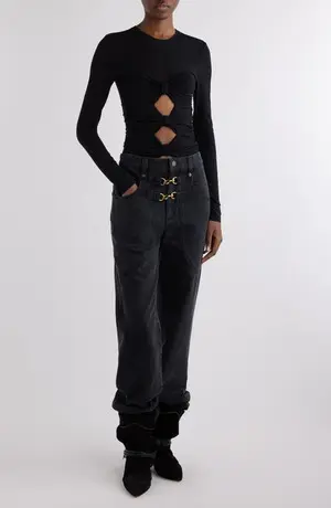 Isabel Marant Étoile Gladice Bow Cutout Long Sleeve Knit Top - Black