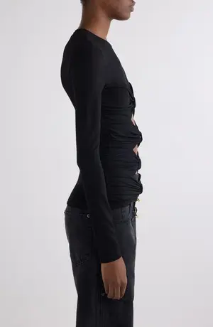 Isabel Marant Étoile Gladice Bow Cutout Long Sleeve Knit Top - Black
