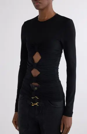 Isabel Marant Étoile Gladice Bow Cutout Long Sleeve Knit Top - Black