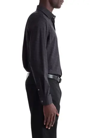 Bugatchi James Ooohcotton® Herringbone Button-up Shirt - Black