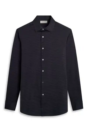 Bugatchi James Ooohcotton® Herringbone Button-up Shirt - Black
