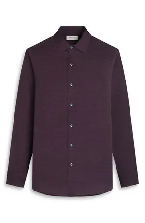 Bugatchi James Ooohcotton® Herringbone Button-up Shirt - Burgundy