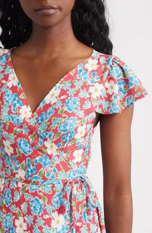 BELLA VENICE Floral Print Wrap Mini Dress