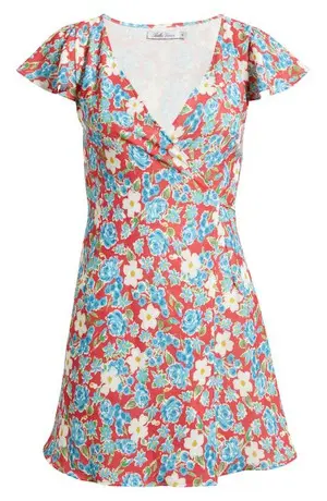 BELLA VENICE Floral Print Wrap Mini Dress