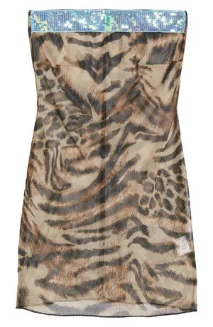 BELLA VENICE Sheer Cheetah Print Mini Dress