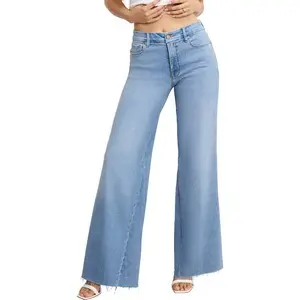Women's Raw Hem Wide Leg Jeans