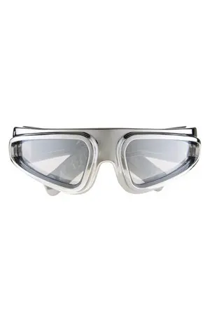 Rick Owens Ryder Wraparound Shield Sunglasses - Silver Temple/silver Lens