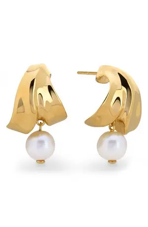 Monica Vinader Nomade Small Freshwater Pearl Drop Earrings - 18k Gold Vermeil/pearl