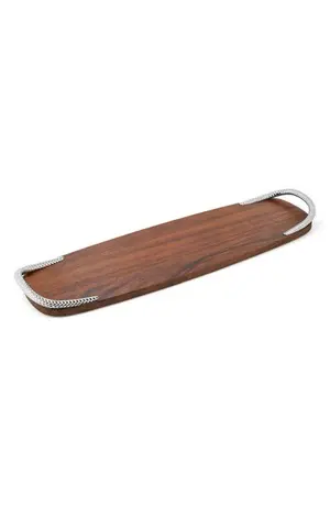 NAMBE Wood Cheeseboard Tray With Handles - Brown