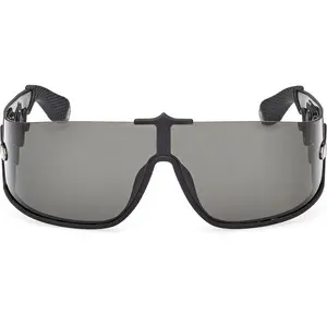 CHRISTIAN LOUBOUTIN 141mm Loubishark Square Shield Sunglasses - Black/smoke Grey