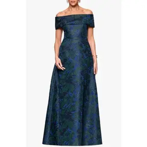 XSCAPE EVENINGS Off-the-shoulder Brocade Ballgown