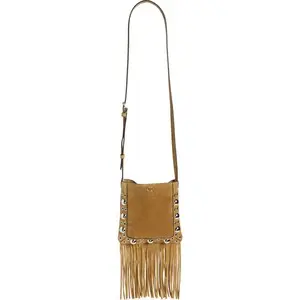 Valentino Garavani Nellcôte Fringed Studded Crossbody Bag - Beige