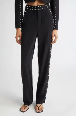 Cinq À Sept Olga Stud Detail Tapered Trousers - Black