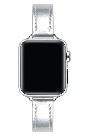 POSH TECH Carmen Metallic Leather Apple Watch® Band - Silver
