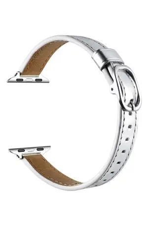 POSH TECH Carmen Metallic Leather Apple Watch® Band - Silver